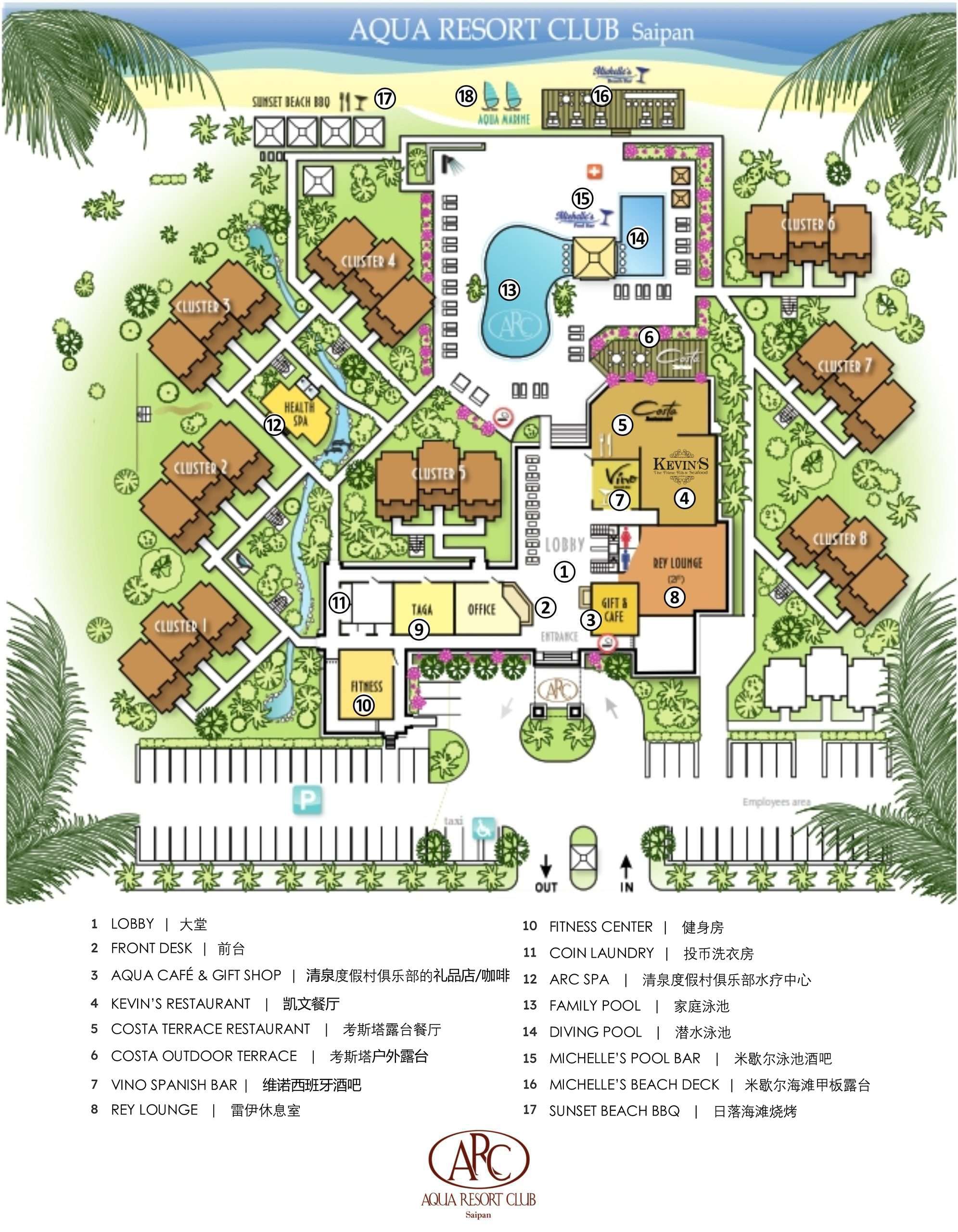 清泉度假村俱乐部地图 - Aqua Resort Club Saipan